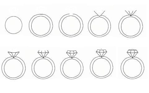 Egyszerű gyémánt gyűrű rajz - Rajzolj babát!